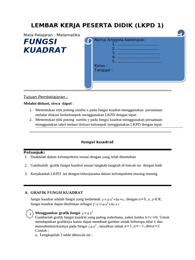 LKPD Fungsi Kua P2 | PDF