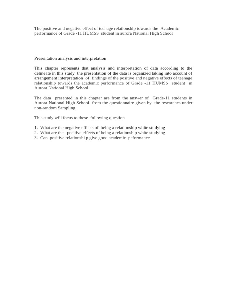 The Positive and Negative Effect of Teenage Relati | PDF