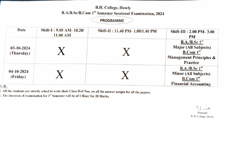 BA. BSC - Bcom 1st Sem. Sessional Exam.2024. | PDF