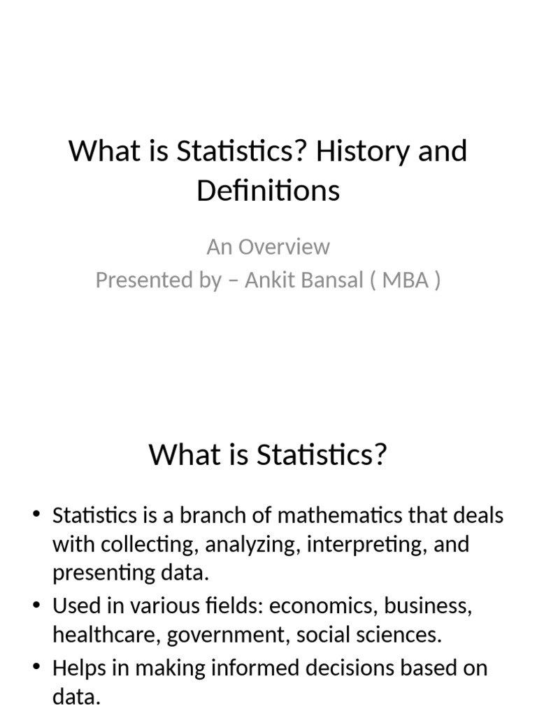 Statistics History and Definitions | PDF | Statistics | Statistical ...