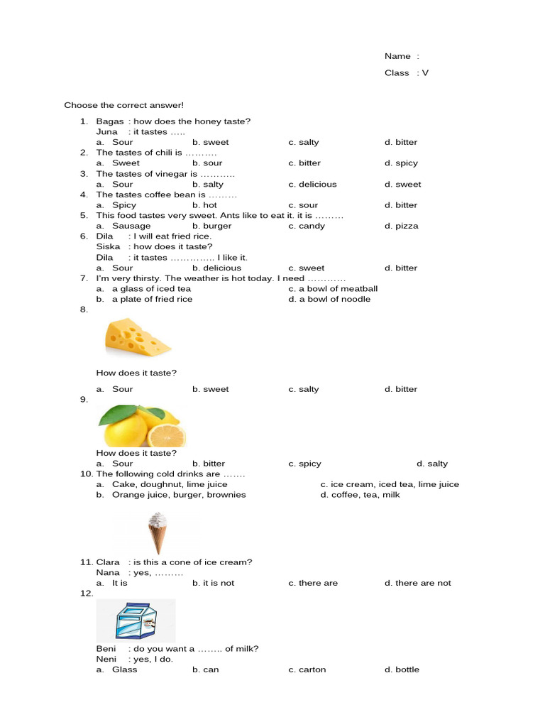 Kelas 5 Pdf Taste Foods