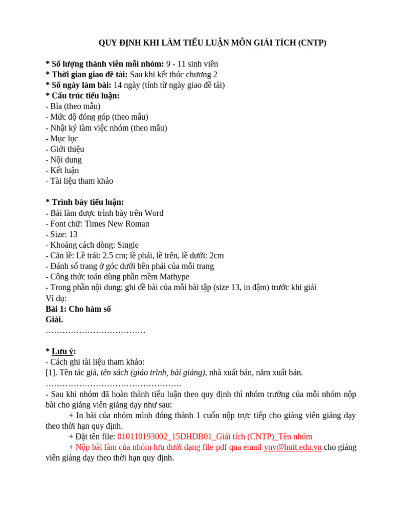 Quy Định Khi Làm Tiểu Luận Môn Gt (Cntp) | PDF