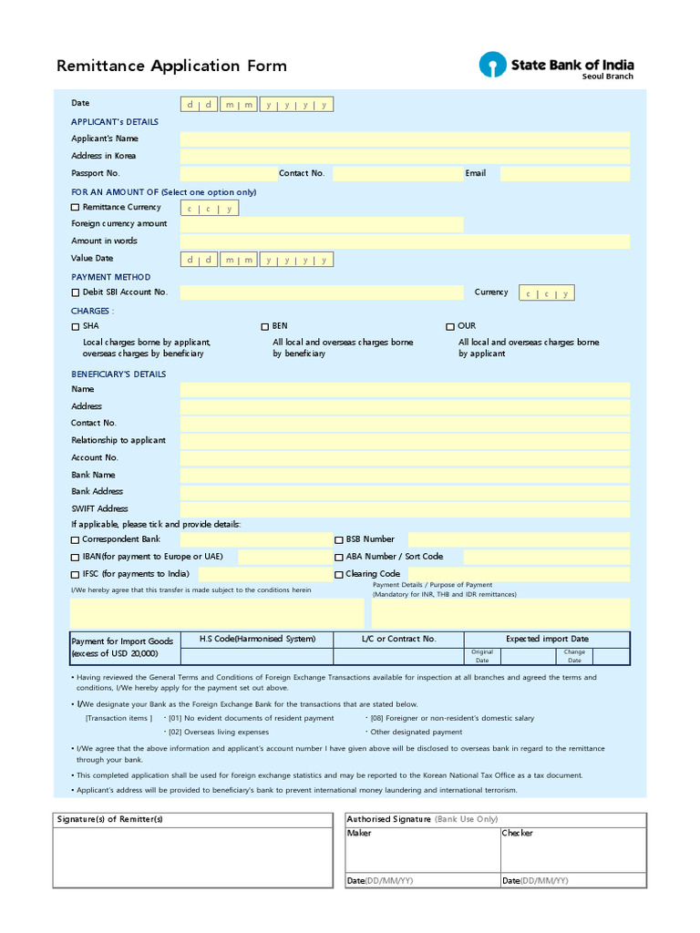 Remittance Application Form English | PDF | Payments | Banks