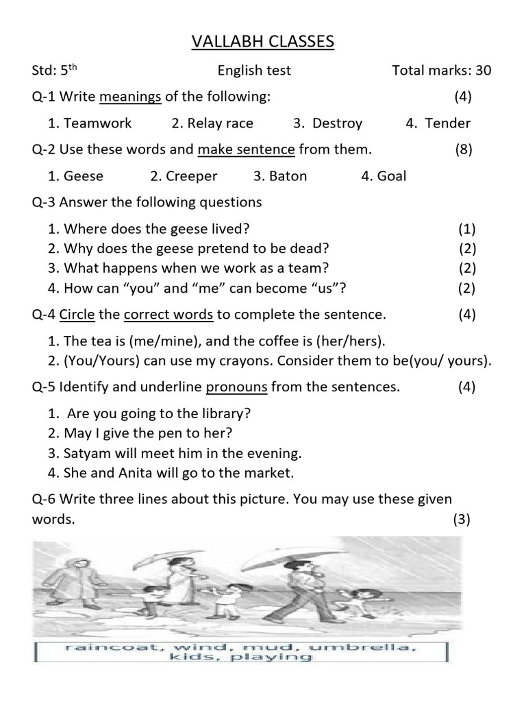 5th English | PDF