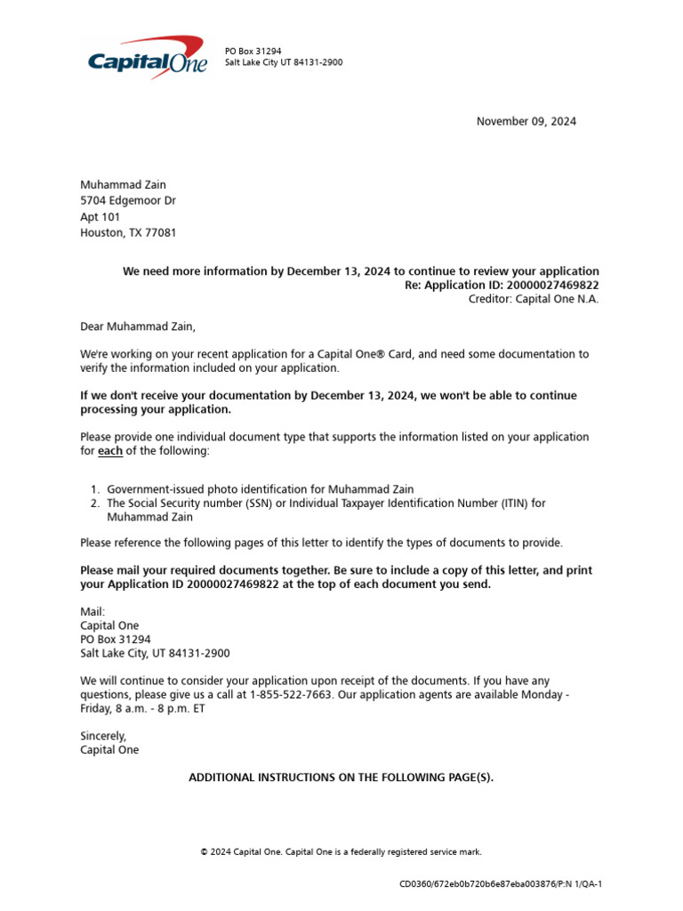 Additional Information Letter | PDF | Social Security Number | Identity ...