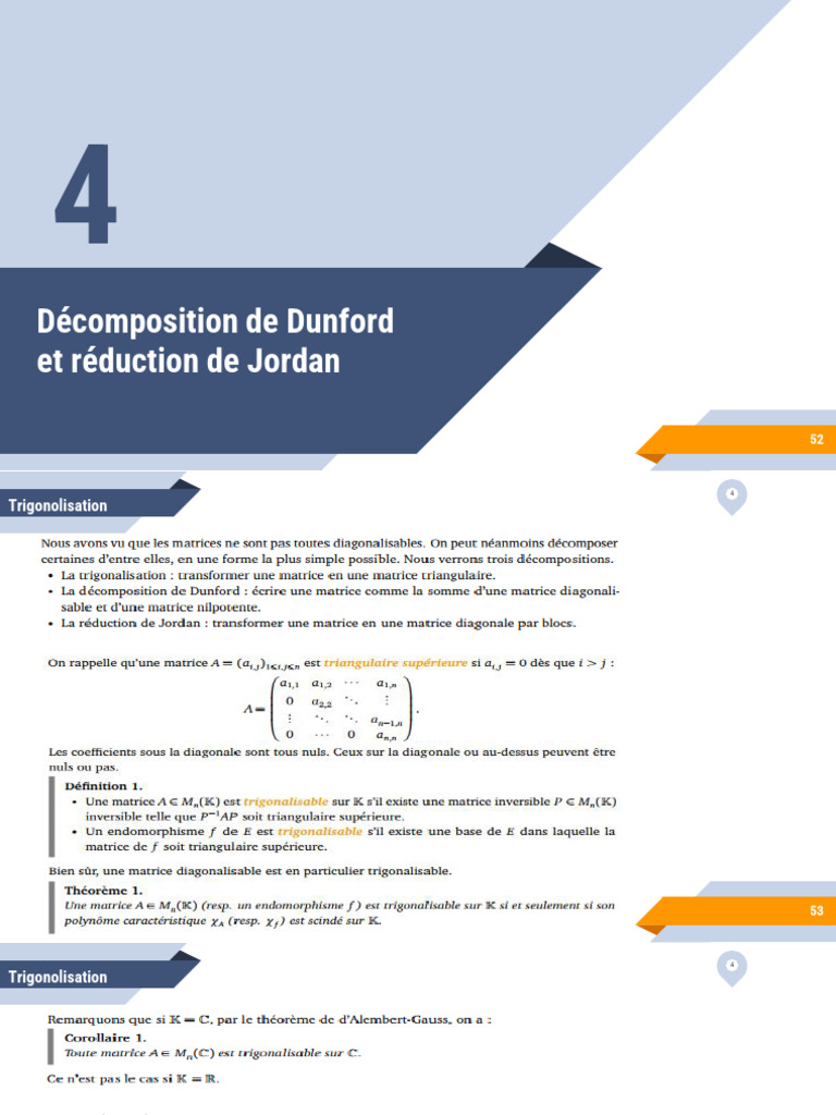 Décomposition de Dunford et Jordan | PDF | Algèbre | Mathématiques