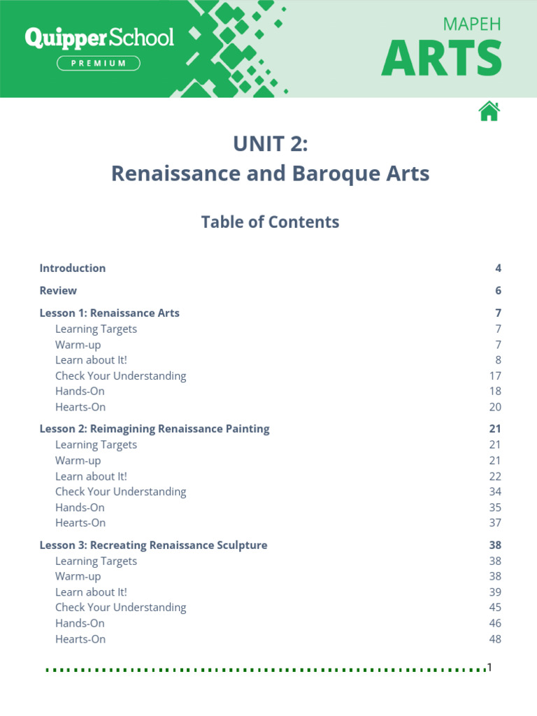 Final - Arts 9.2 - Renaissance and Baroque Arts, 7 Lessons | PDF ...