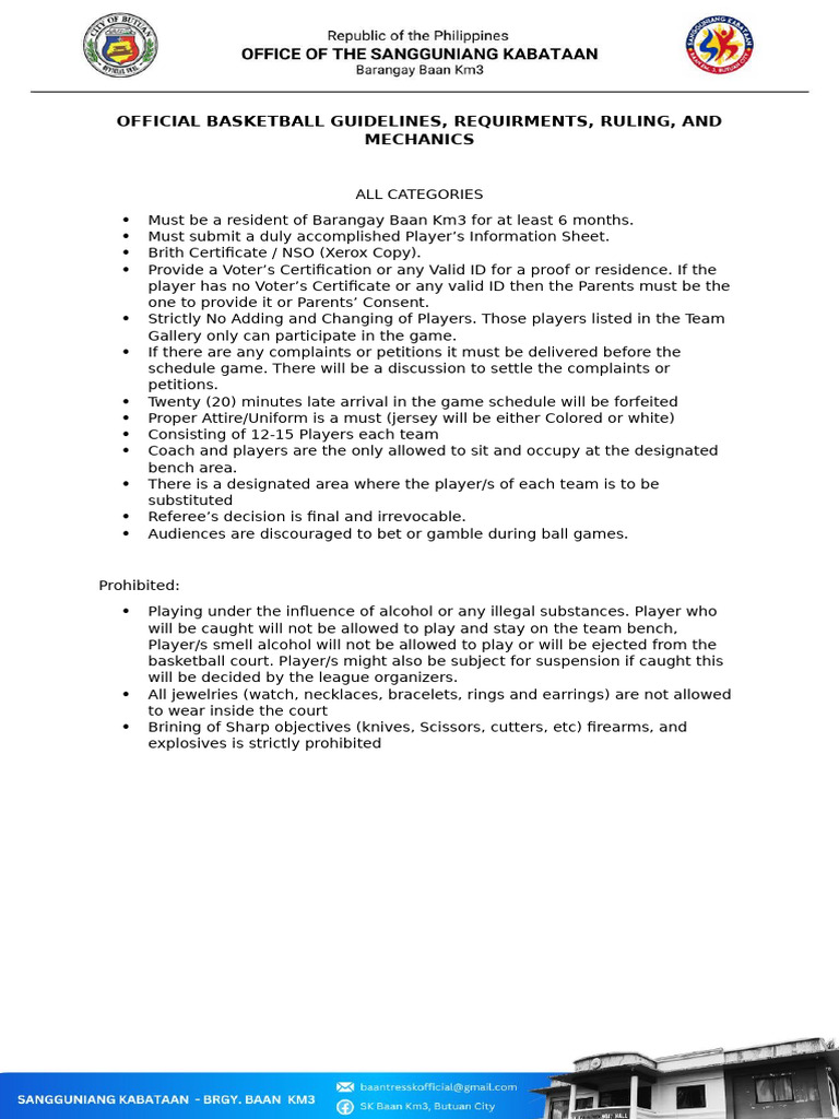 Basketball Guidelines | PDF