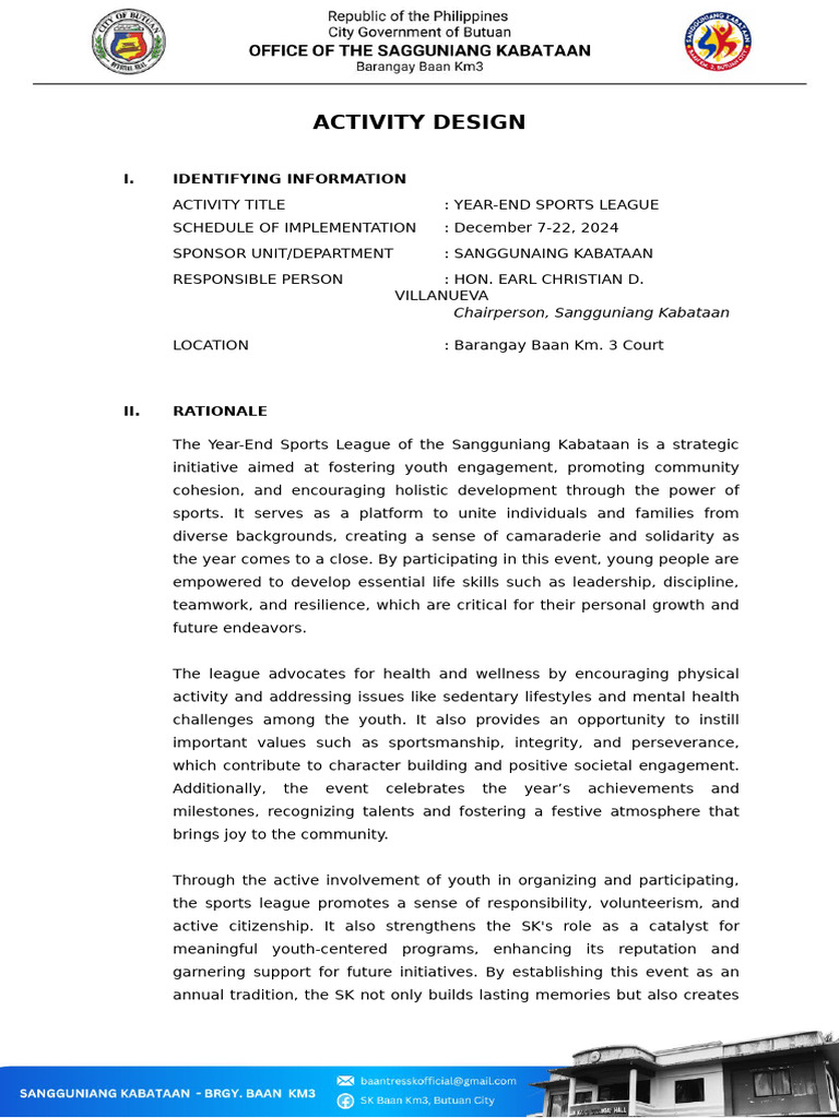 Year-End Sports League 2024 Plan | PDF | Psychology | Social Psychology