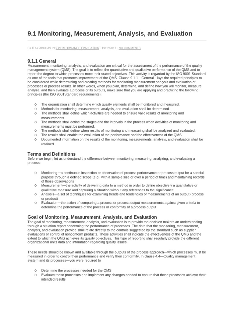 Evaluation & Monitoring | PDF | Quality Management System | Evaluation
