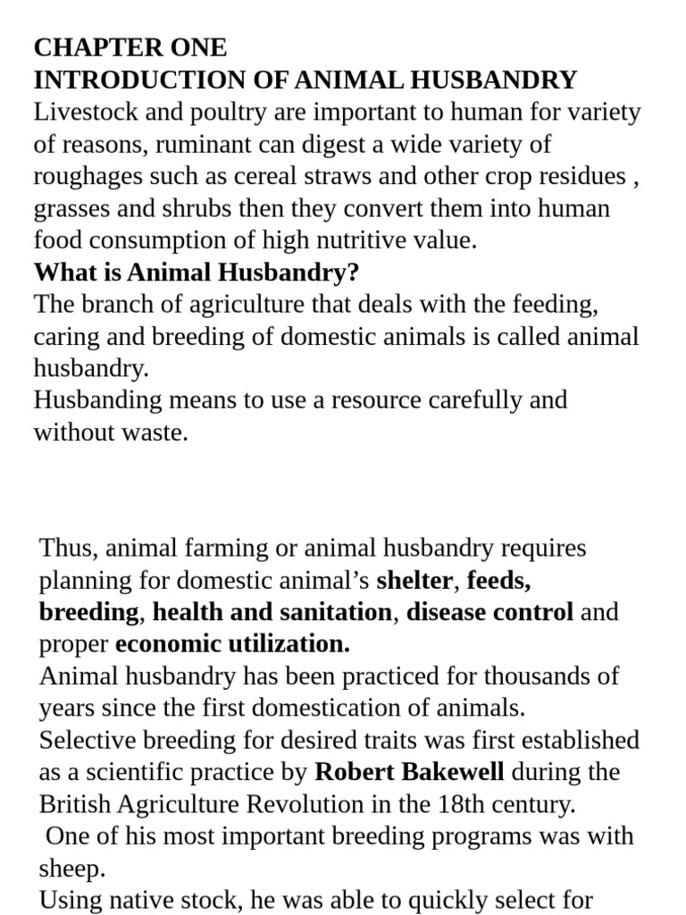 Introduction of Animal Husbandry | PDF | Domestication | Agriculture