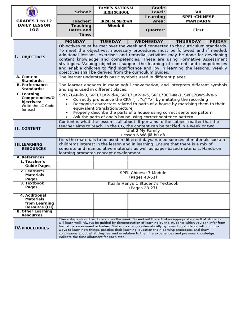 SPFL-CM 7 Lesson 6 | PDF | Learning | Human Communication