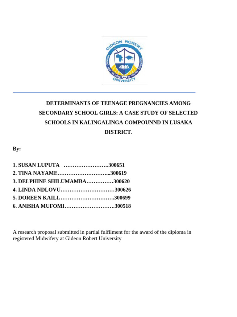 Draft Research Proposal Chapter 1 Pregancy | PDF | Teenage Pregnancy | Human Reproduction