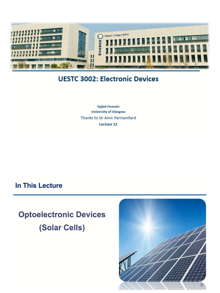 Lecture 12 - Solar Cells | PDF | Solar Cell | Photovoltaics
