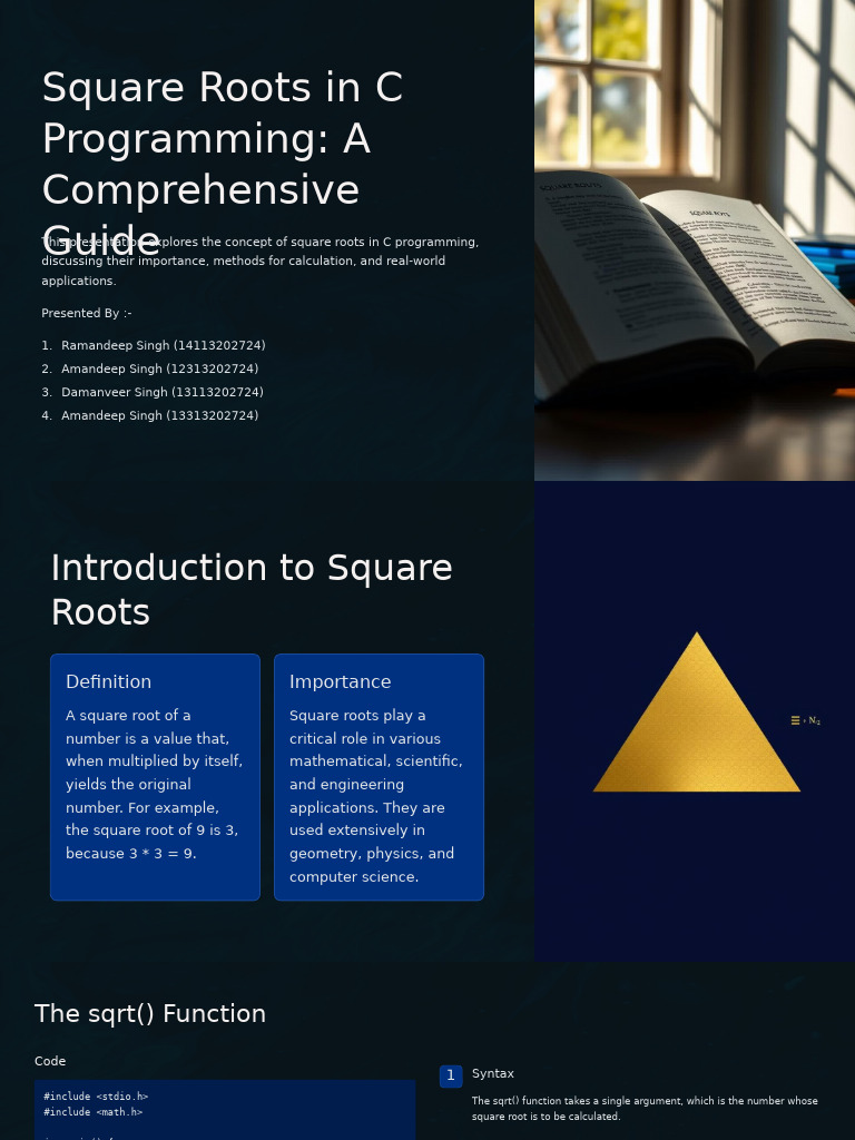 Square Root in C Programming by - (131), (123), (133) | PDF | Square ...