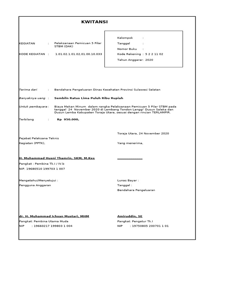 SPJ Makan Minum STBM Nov Torut | PDF