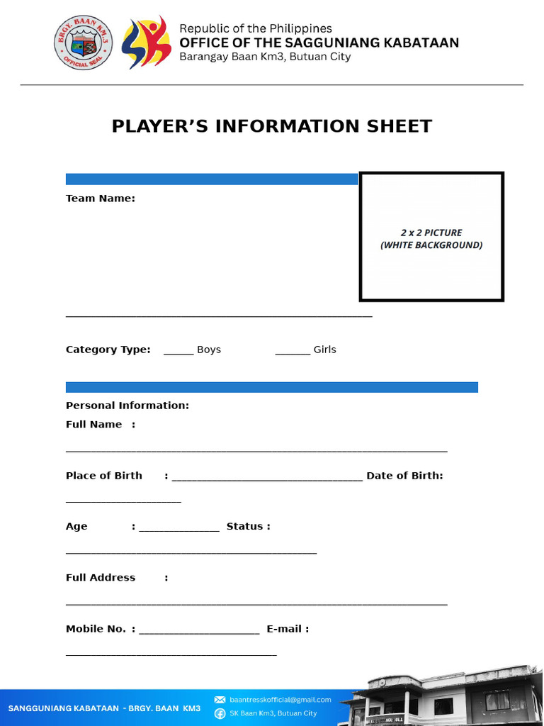 Players Information Sheet Volleyball | PDF