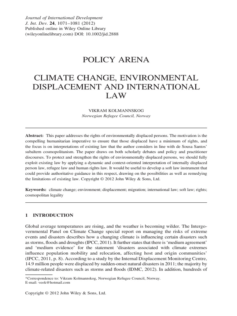 Climate Change Environmental Displacemen | PDF | Internally Displaced ...