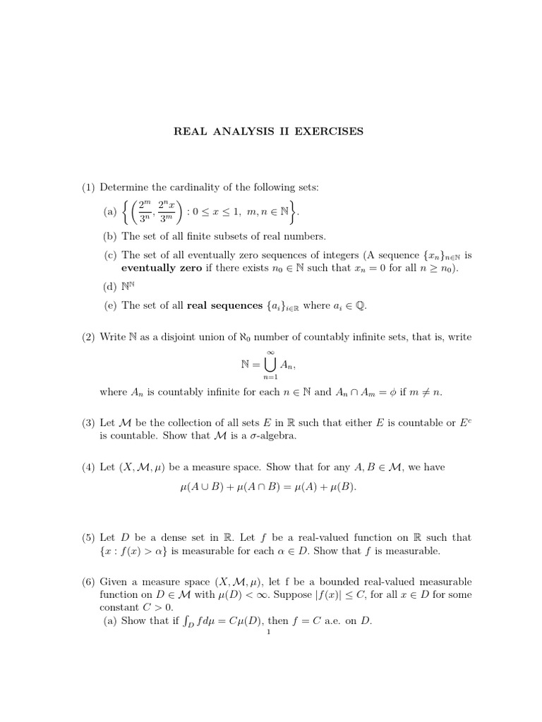 Exercises | PDF | Real Number | Set (Mathematics)
