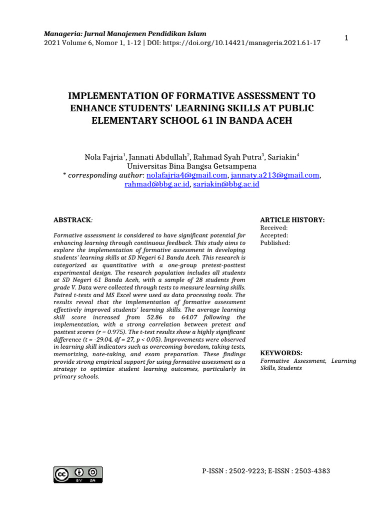 Nola Fajria Jannati Abdullah Rahmad Syah Putra Sariakin Implementation ...
