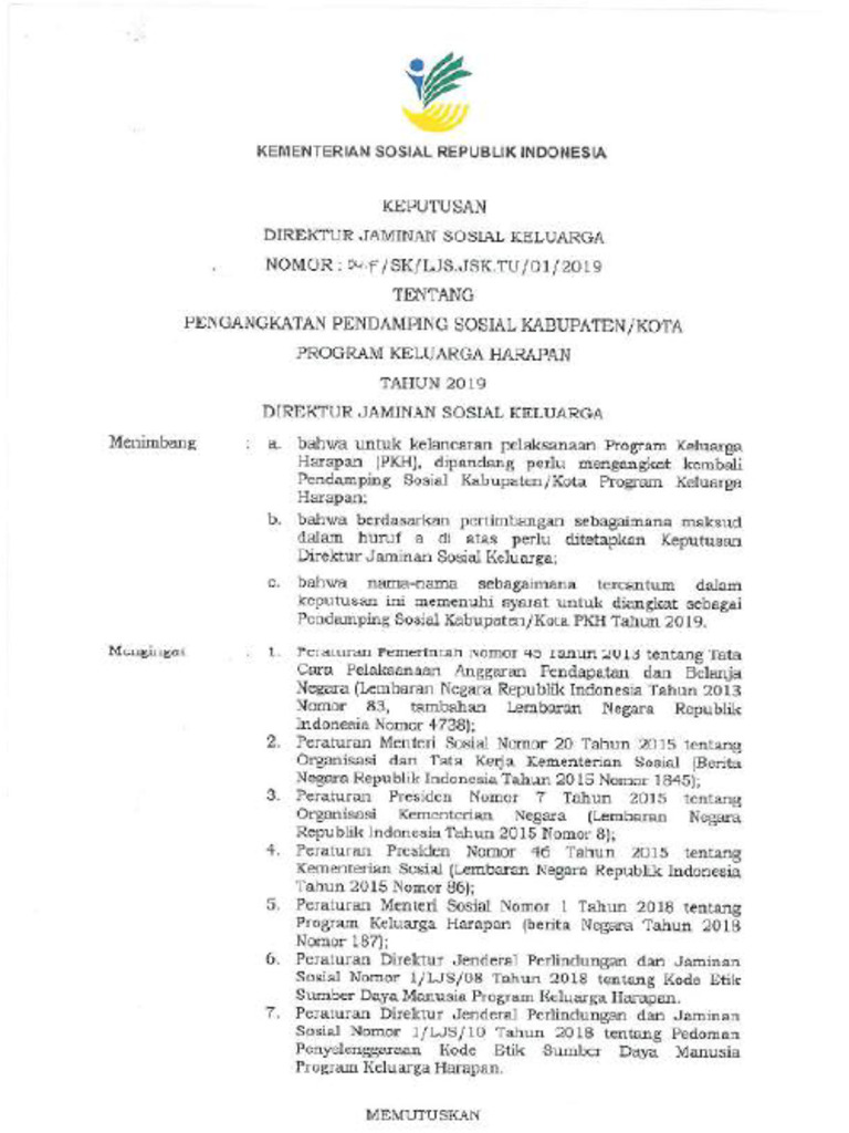 (SK 2019) PENDAMPING PKH BOJONEGORO - Compressed | PDF