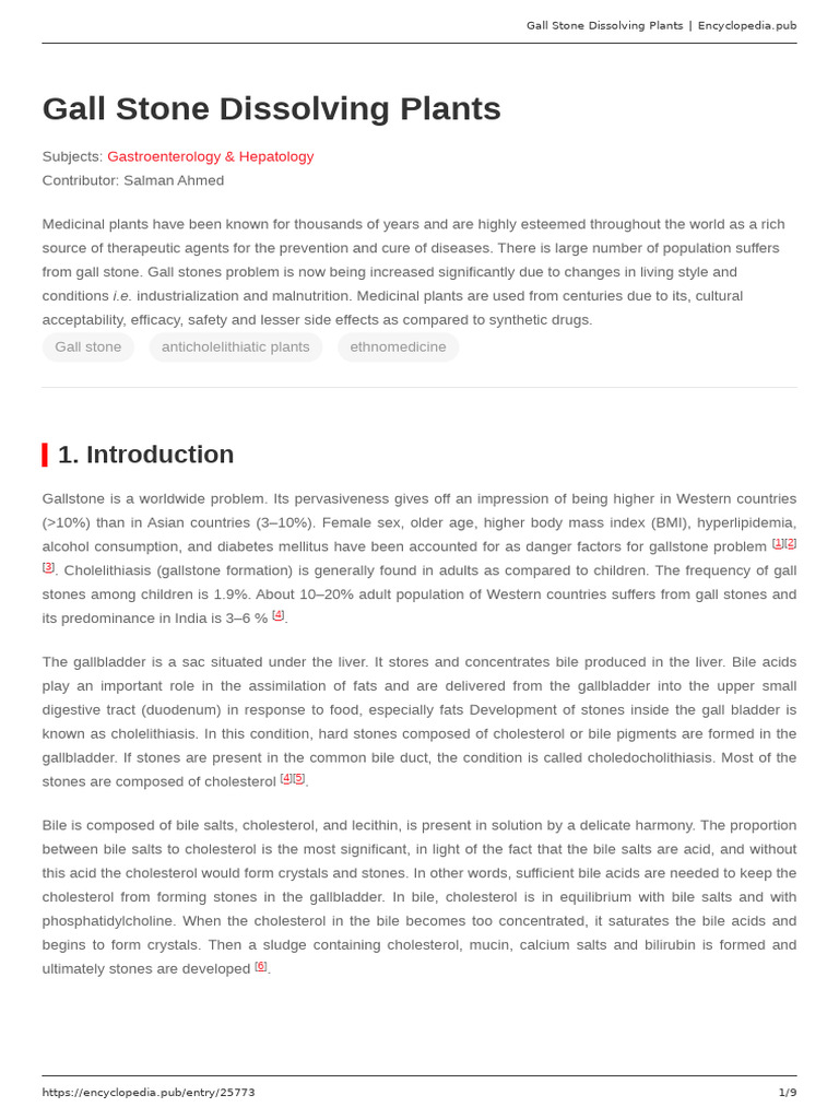 Medicinal Plants for Gallstone Dissolution | PDF | Bile | Gallbladder