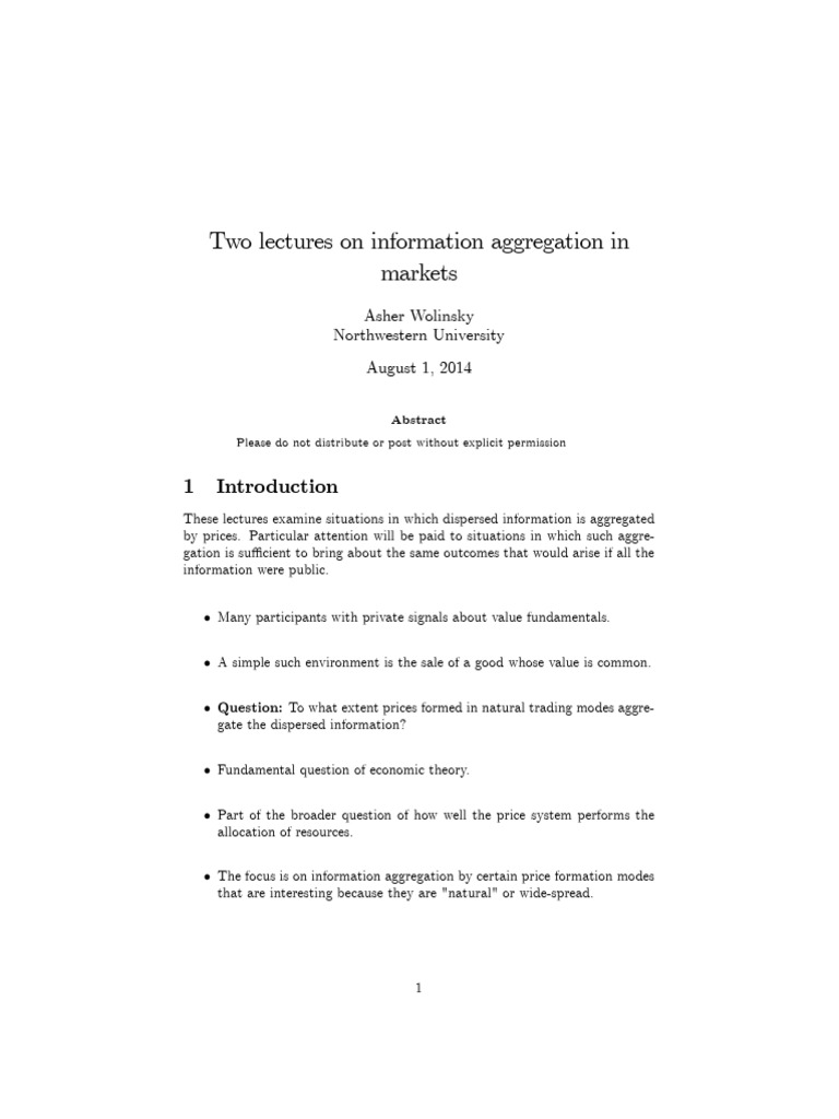 Information Aggregation Seoul Pdf Market Economics Auction