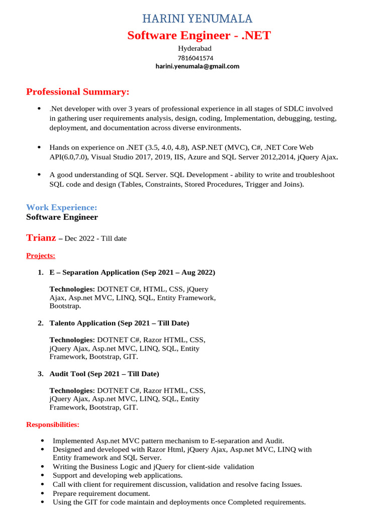 Harini Yenumala - 3years | PDF | J Query | Language Integrated Query