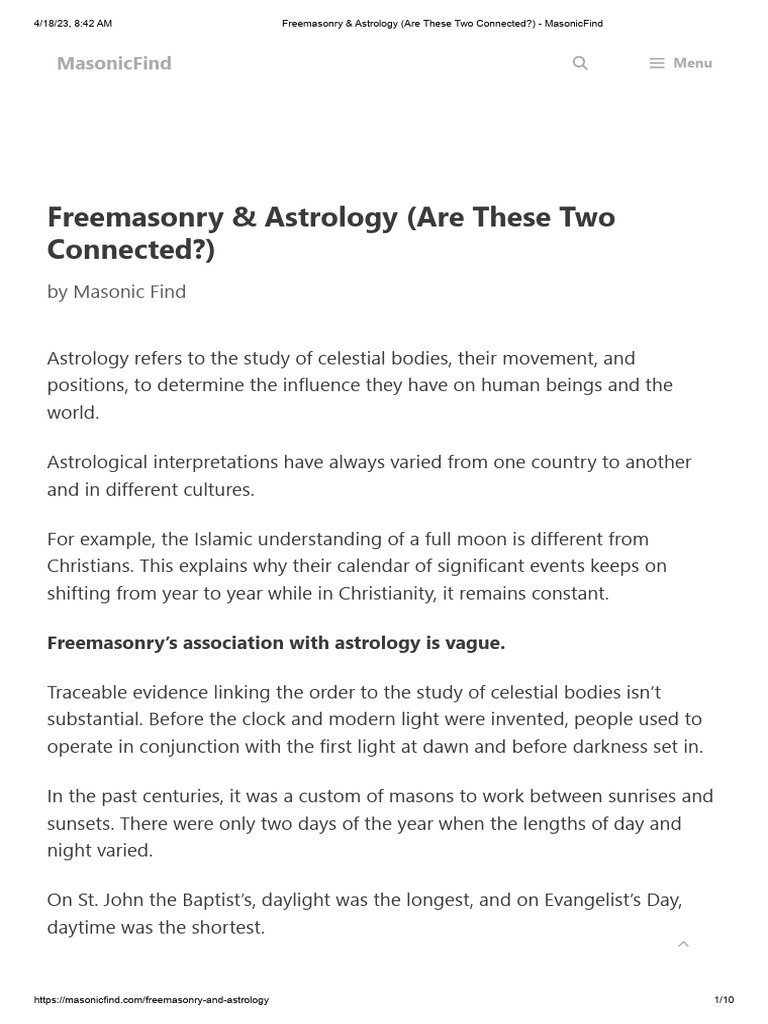 Freemasonry & Astrology (Are These Two Connected) - MasonicFind | PDF ...