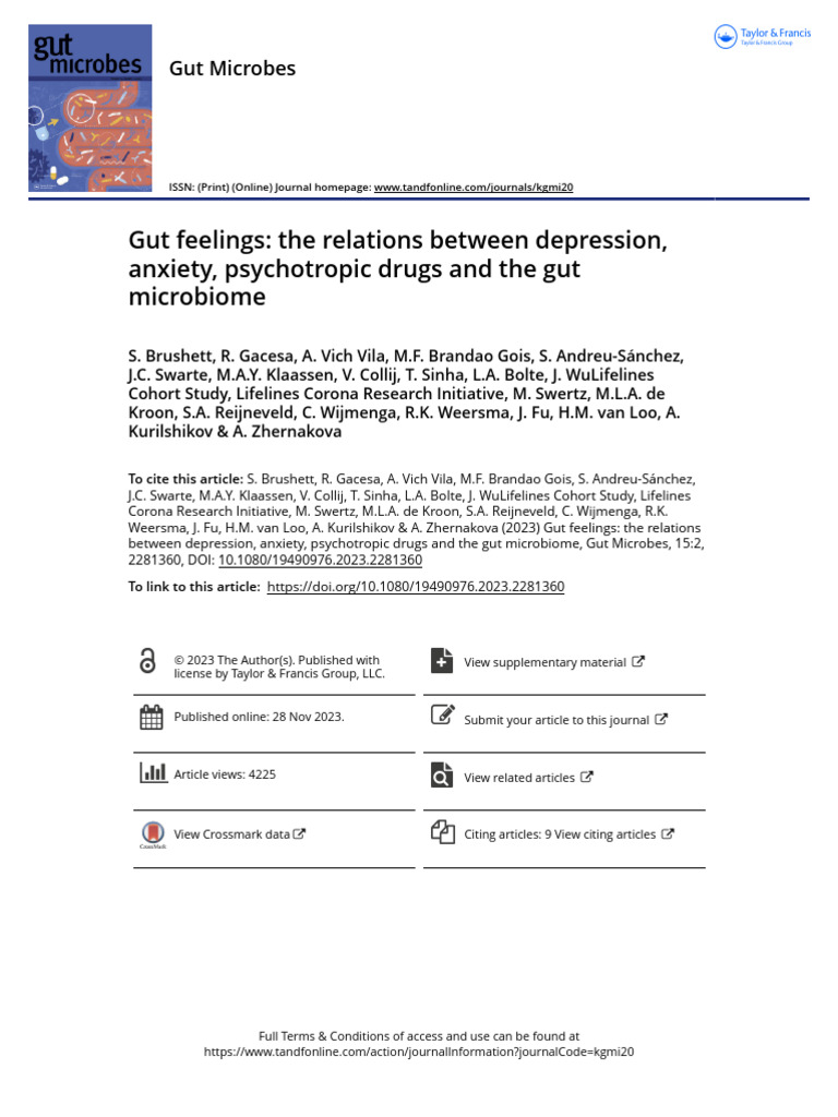 Gut Feelings - The Relations Between Depression, Anxiety, Psychotropic ...