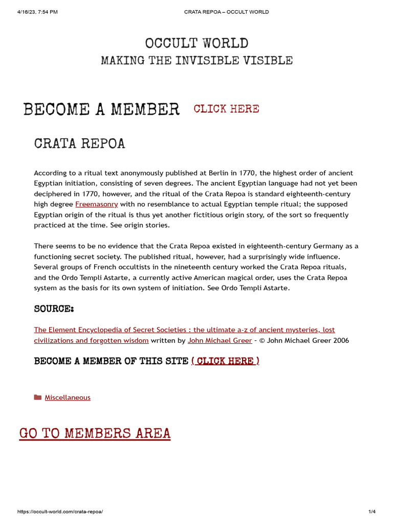 Crata Repoa - Occult World | PDF | Occult