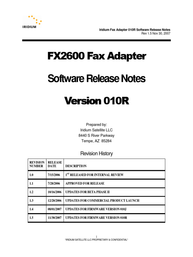 369-Fax Adapter 010 Release Notes 1.5 | PDF | Software Release Life ...