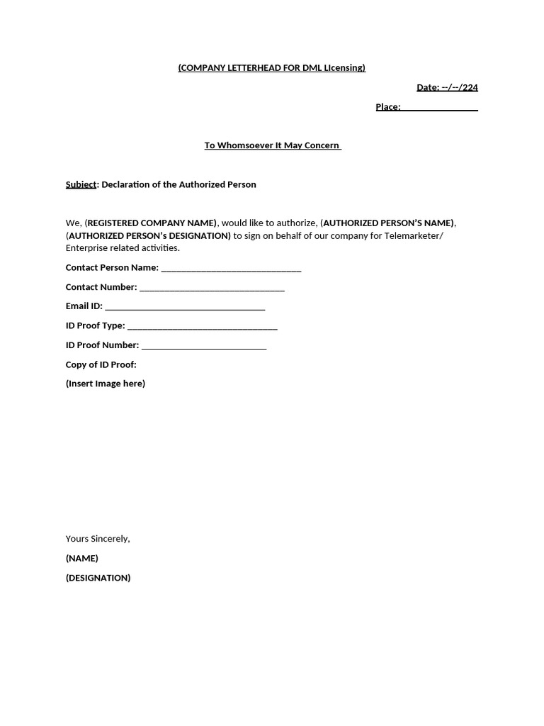 Authorized Signatory Declaration | PDF