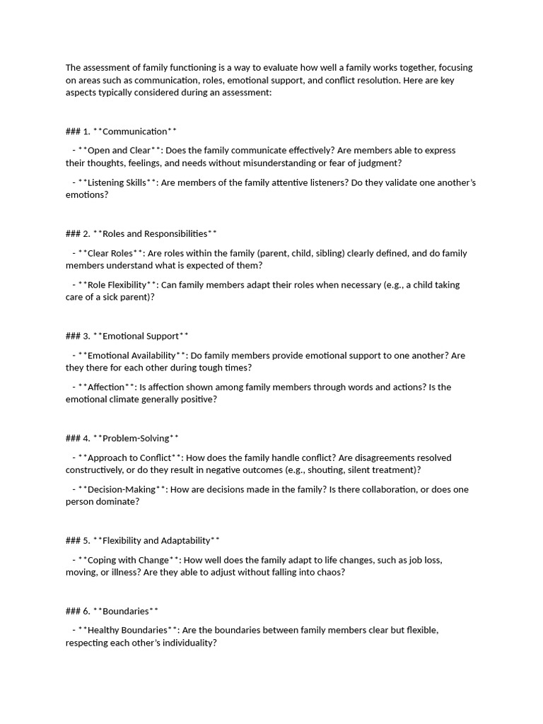 The Assessment of Family Functioning Is A Way To Evaluate How Well A ...
