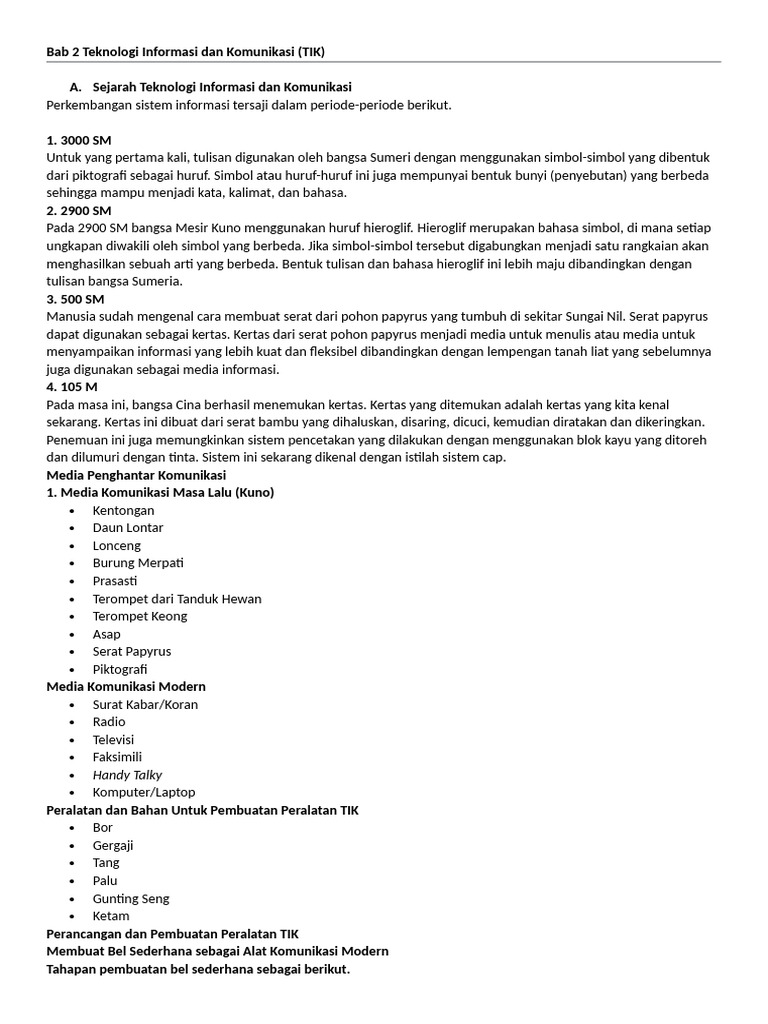 Bab 2 Teknologi Informasi Dan Komunikasi KELAS 8 | PDF