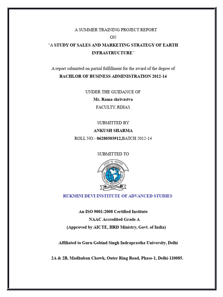 A Study of Sales and Marketing Strategy of Earth Infrastructure | PDF ...