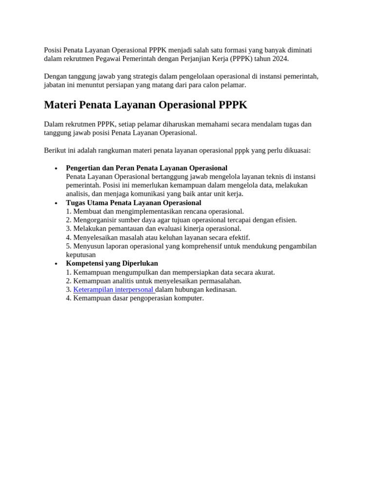 X Penata Layanan Operasional PPPK | PDF