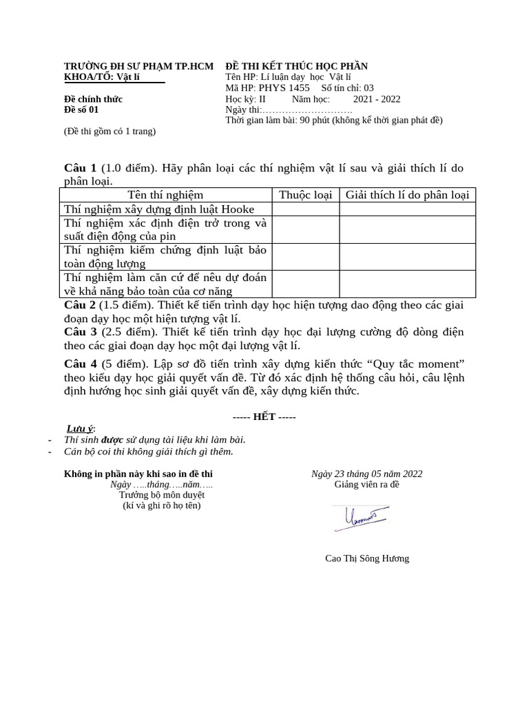 Đề Chính Thức- Lldh - Hk2 - 2022 | PDF