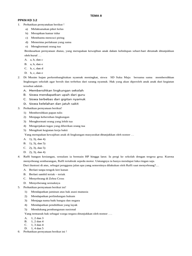 Soal Pas Tema 8 Kelas 6 2021-2022 | PDF