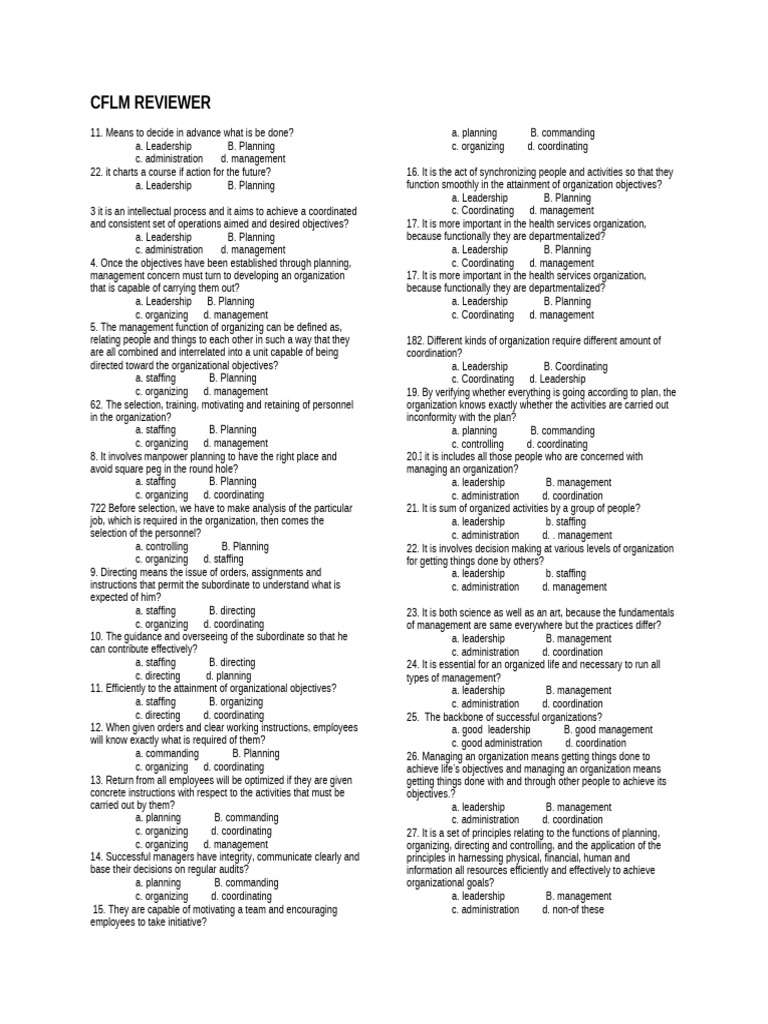 Cflm Reviewer | PDF | Leadership | Social Psychology