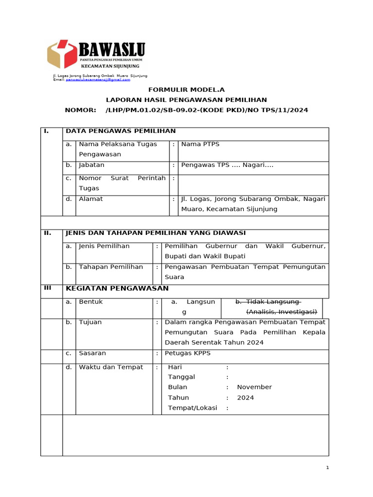 Form A PEMBUATAN TPS | PDF