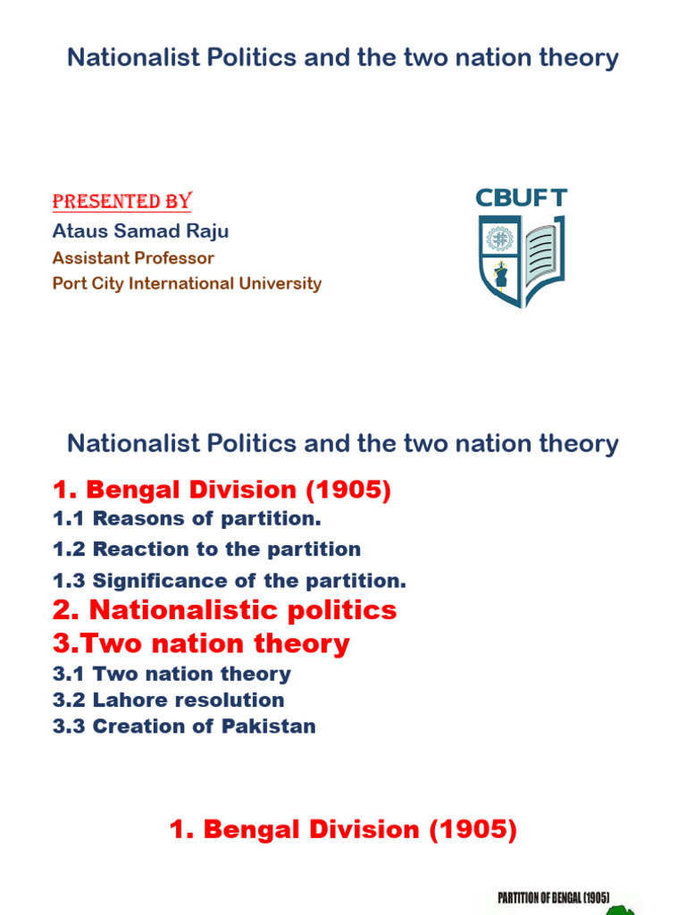 Nationalist Politics & Two Nation Theory | PDF | Partition Of India ...