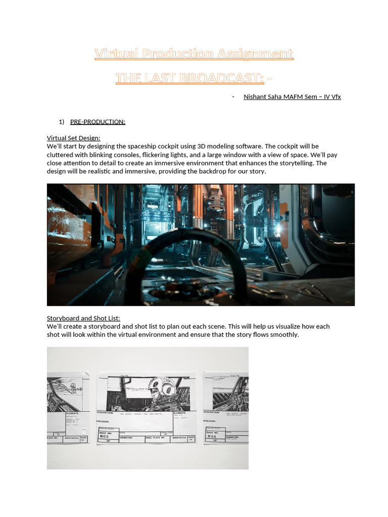 Virtual Production Assignment Overview | PDF | Virtual Reality | 3 D Computer Graphics