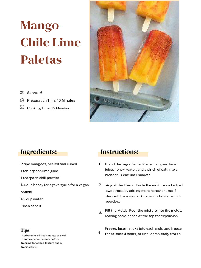 Mango-Chile Lime Paletas | PDF