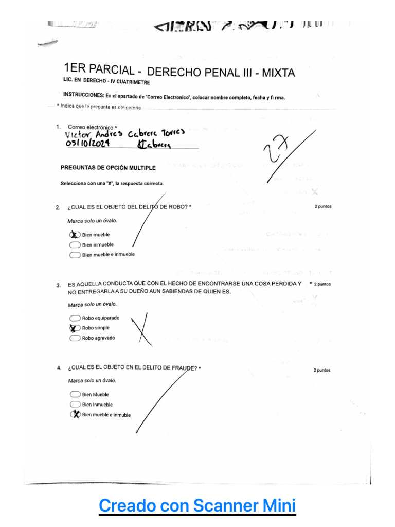 Examen Penal 1 Er Parcial | PDF | Robo | Justicia