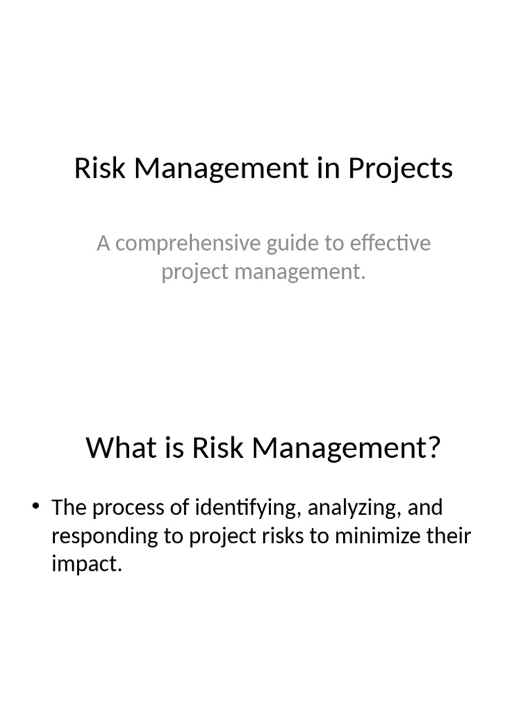Risk Management in Projects | PDF