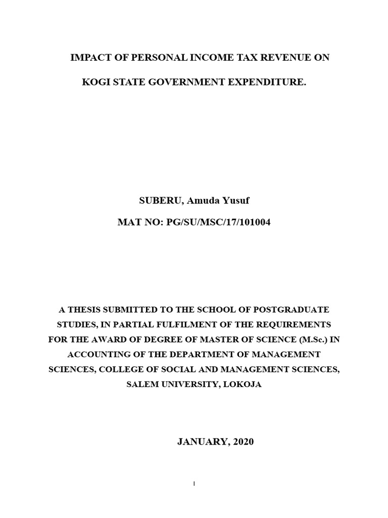 Yusuf MSC Thesis November 2020 | PDF | Taxes | Income Tax In The United ...