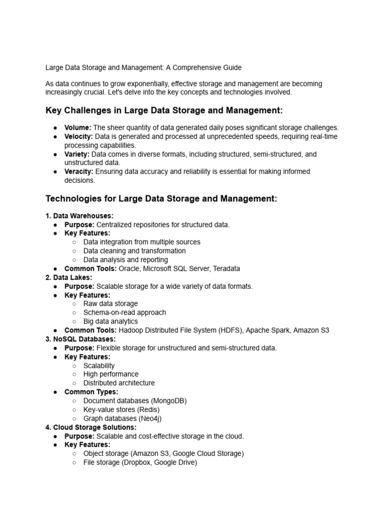 Large Data Storage and Management | PDF | Data | Databases