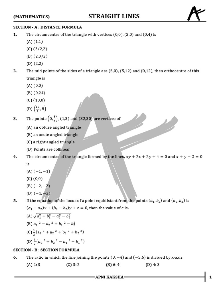 Straight Lines: (Mathematics) | PDF | Triangle | Geometric Shapes