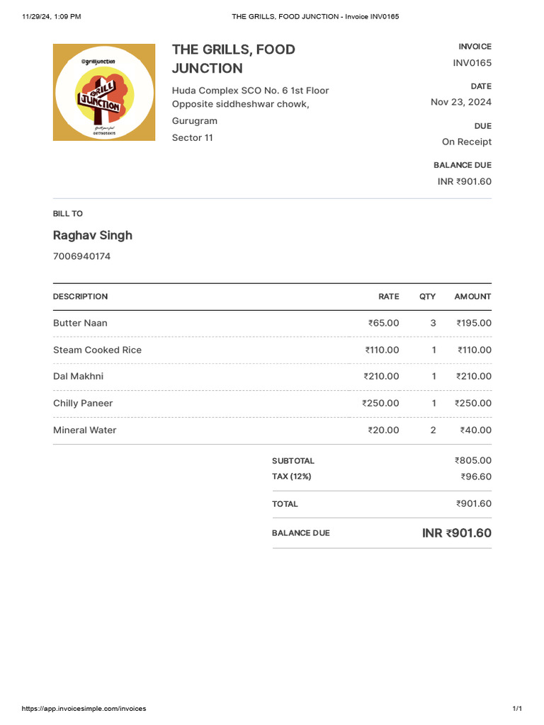 Invoice Simple - Invoices | PDF | South Asian Cuisine | Food And Drink ...
